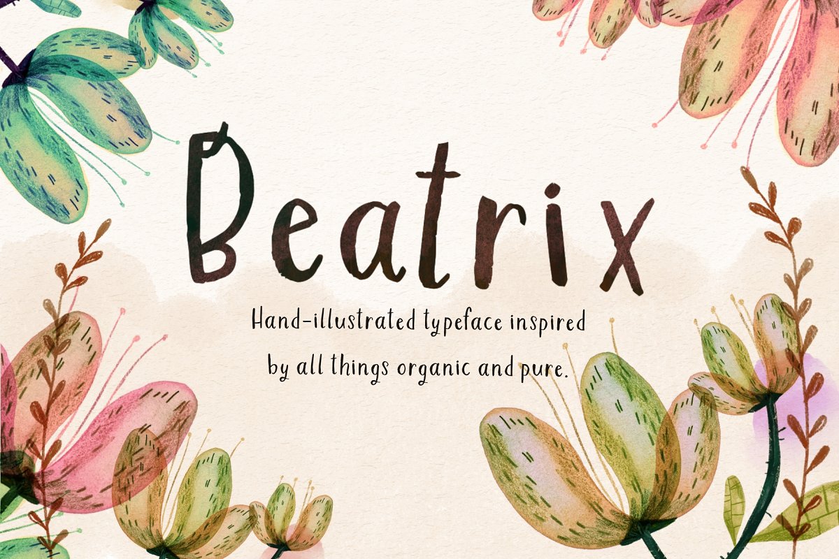 Beatrix Illustrated Typeface Digital Font Download