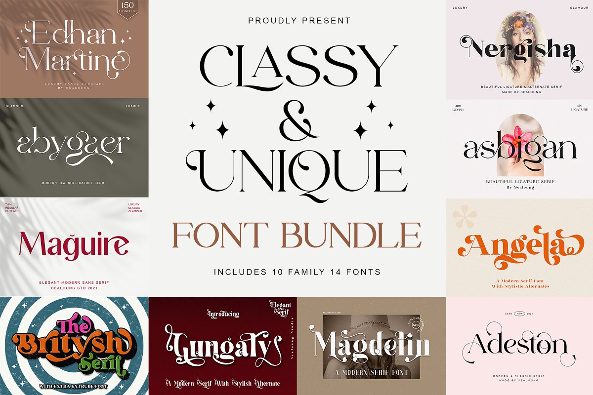 Classy & Unique Font Bundle Digital Font Download