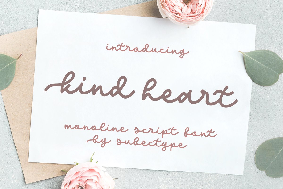 Kind Heart / Monoline Font Digital Font Download