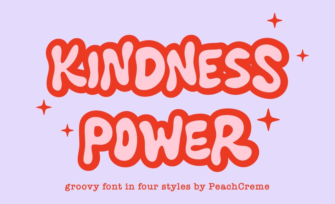 Kindness Power // Groovy Font Set Digital Font Download