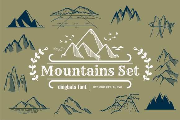 Mountains Set Font Digital Font Download