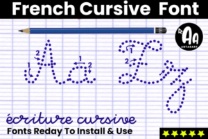 French Cursive Dotted Arrows Font Digital Font Download